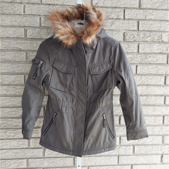 Jackets & Coats | S13 Olive Green Sherpa Lined Parka Wfaux Fur Trim ...